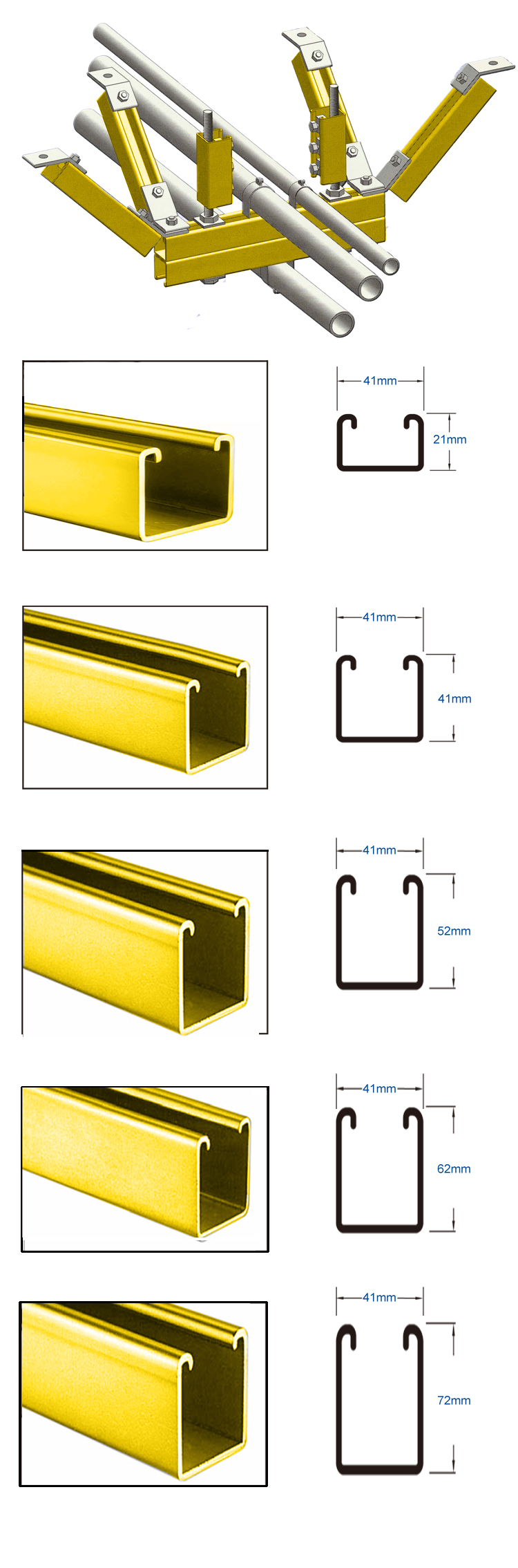Anti-Seismic Bracing System Carbon Steel Perforated C Strut C Channel ...